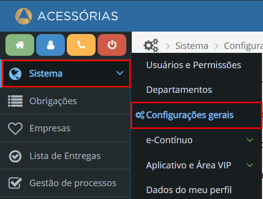Central de Ajuda | Sistema Acessórias